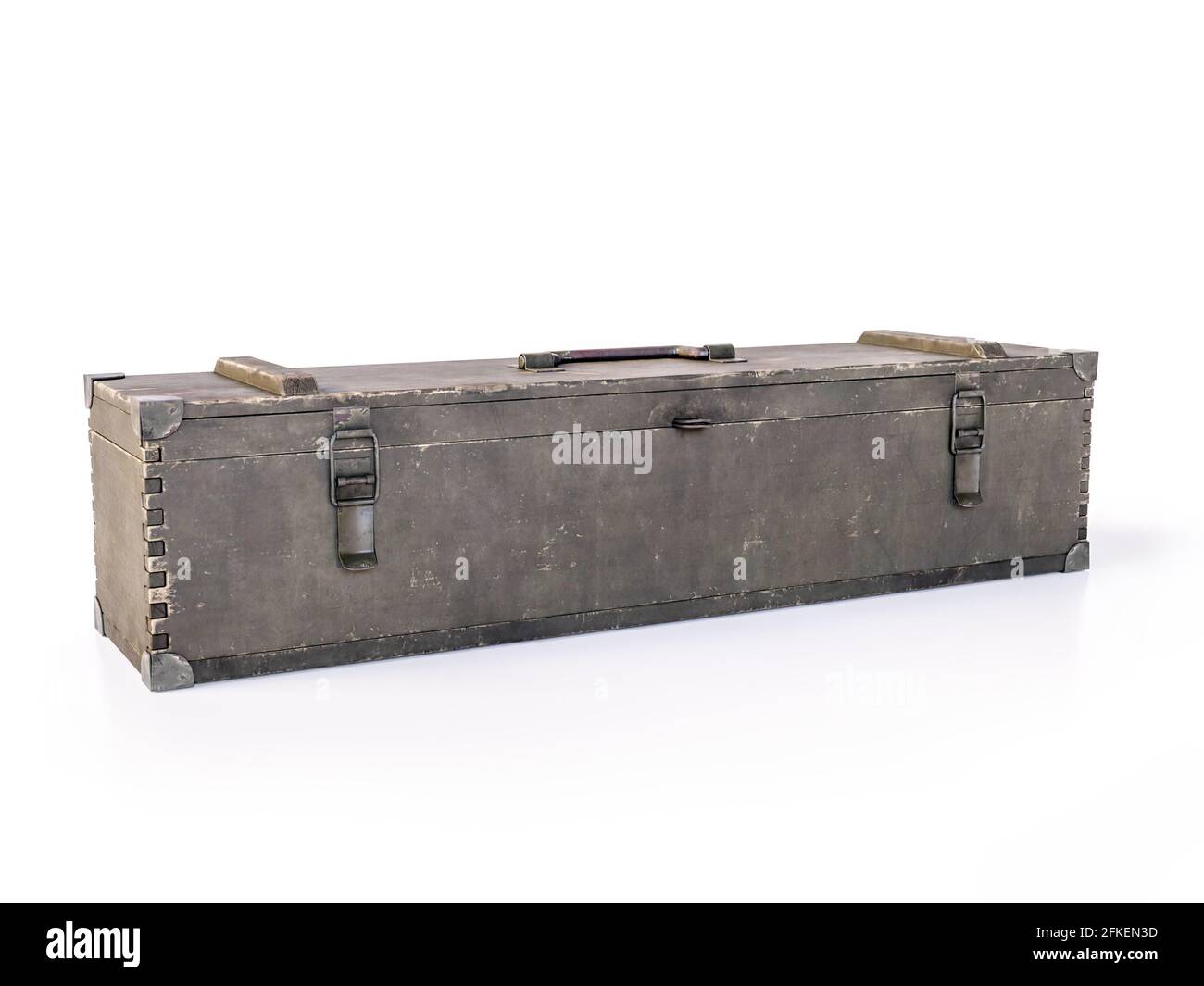 Old wooden military crate shot on white background Stock Photo - Alamy