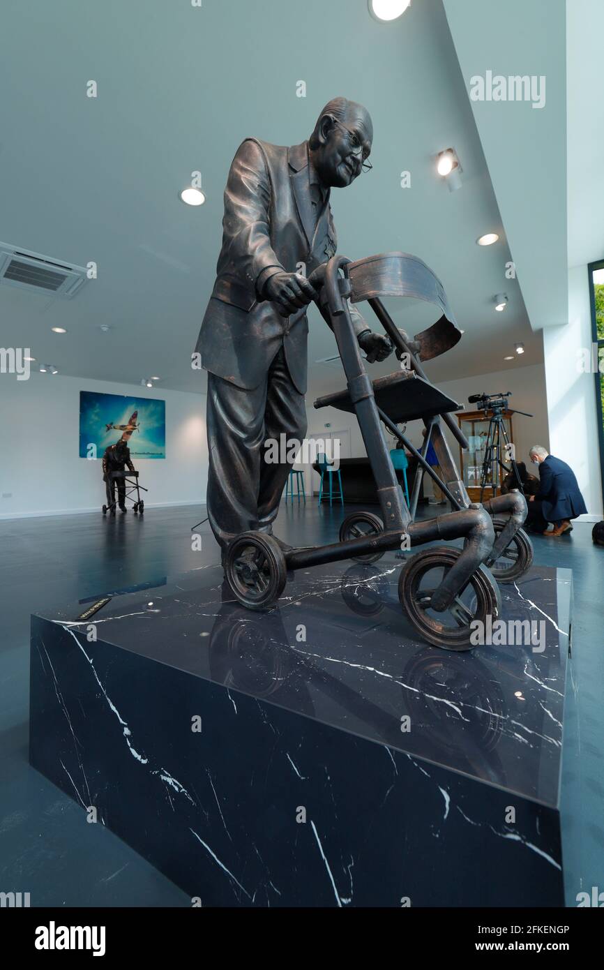 Resin & bronze statues of Sir Captain Tom Moore on display in Clark ...