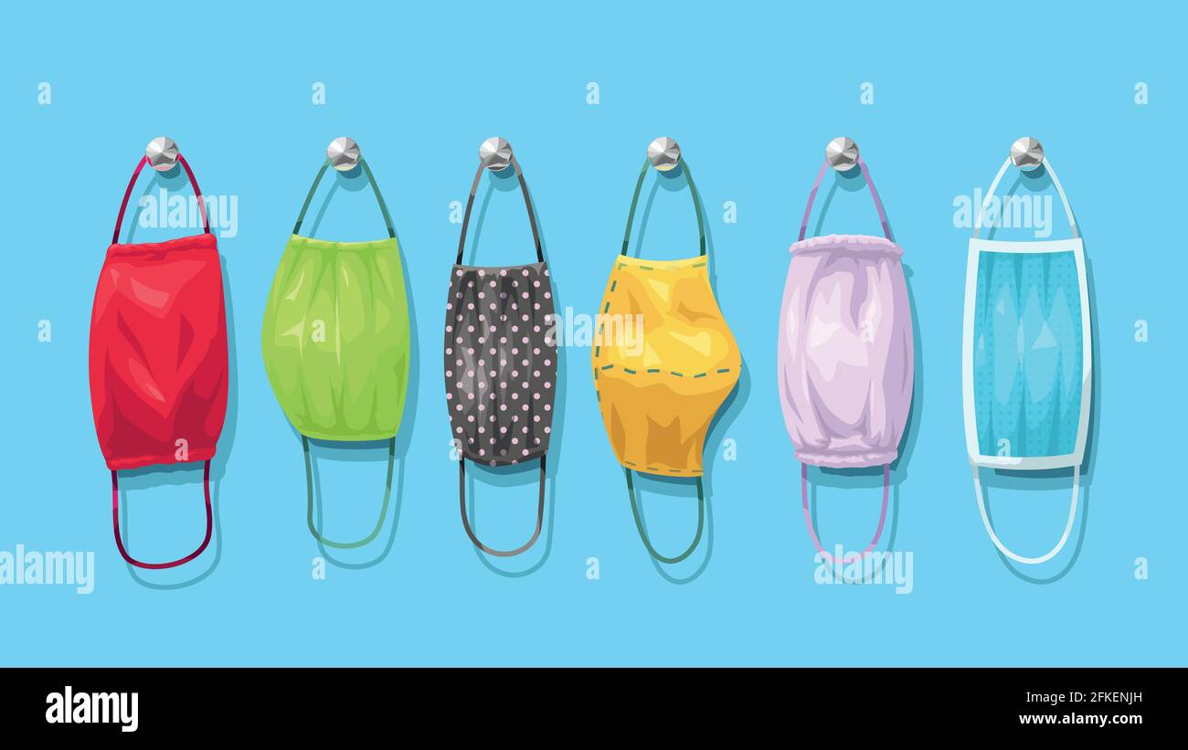 set of different textile face masks hanged Stock Vector Image & Art - Alamy
