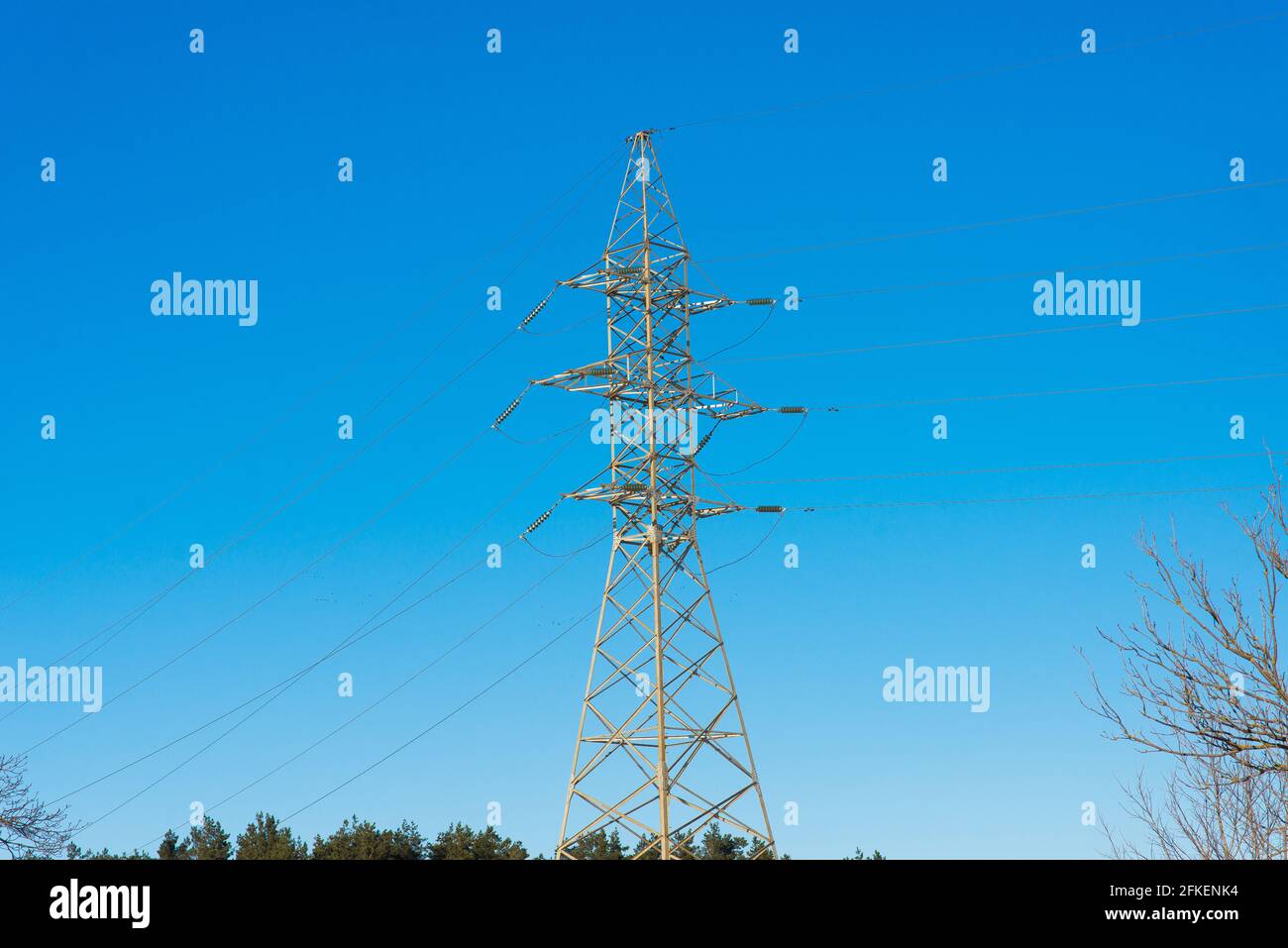 Pylon and transmission power line in sunset, imdustry Stock Photo - Alamy
