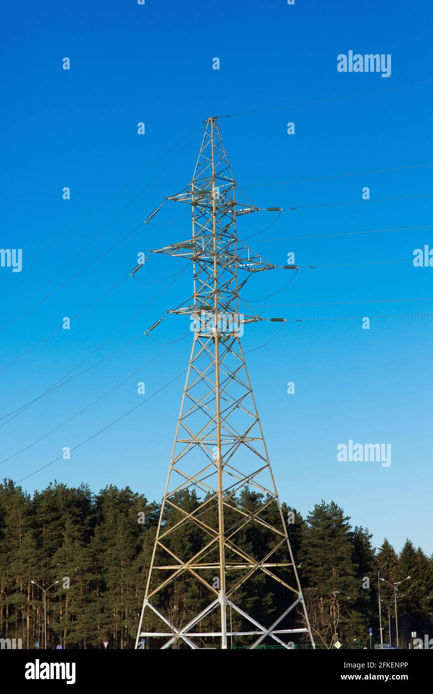 Electricity transmission line wire wires blue sky sunset dusk hi-res ...