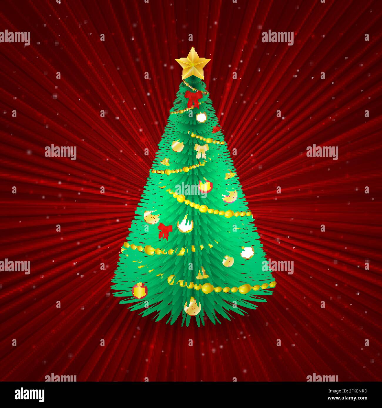 Christmas tree on red abstract background. Holidays vector illustration ...