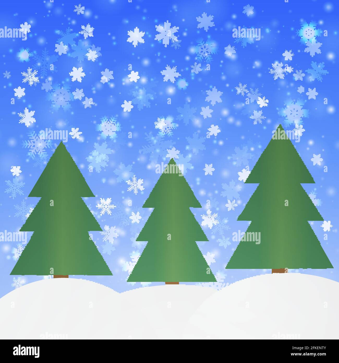 Winter forest with fir trees and snowfall. Vector illustration Stock ...