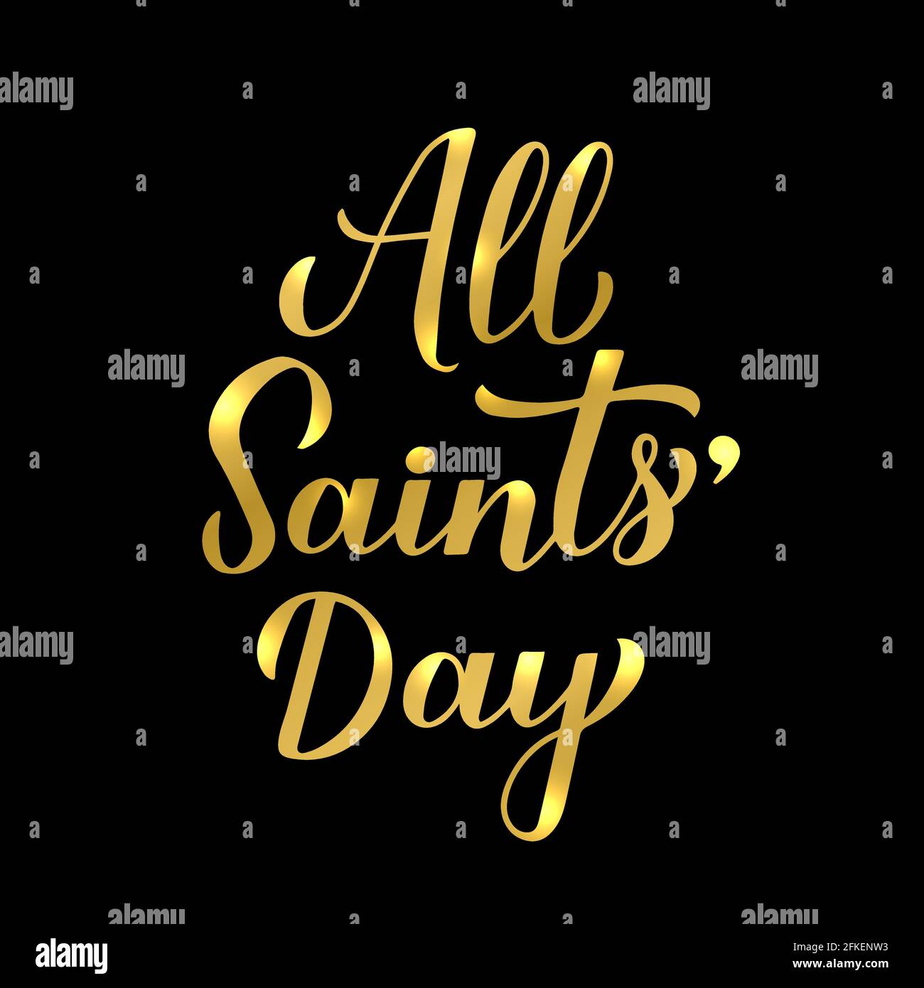 All Saints Day calligraphy hand lettering isolated on black background ...