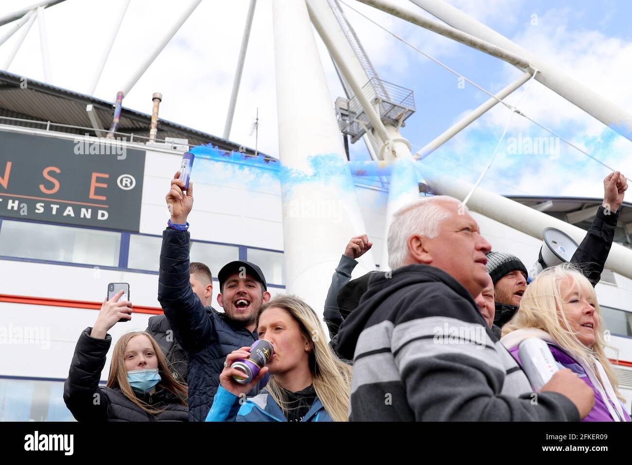 Bolton Wanderers fans gather outside the ground ahead of the Sky Bet ...