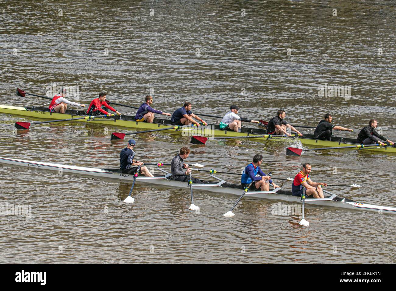 PUTNEY LONDON 30 April 2021. 1 May 2021. Rowers practice on the River ...