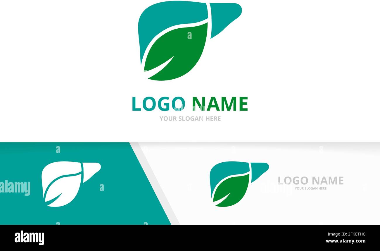 Vector liver and leaf logo combination. Organic internal organ logotype ...