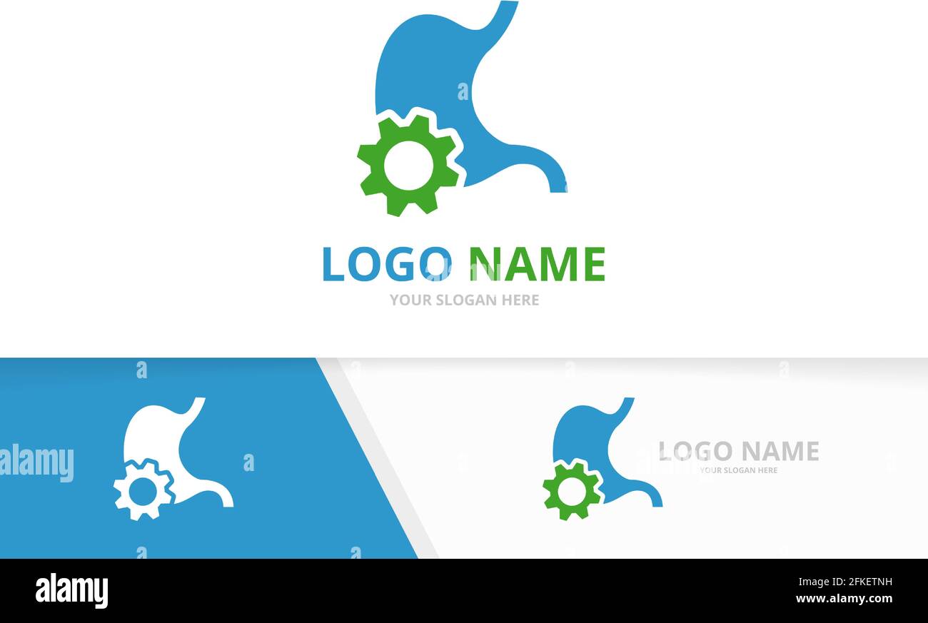 Vector stomach and gear logo combination. Unique industrial ...
