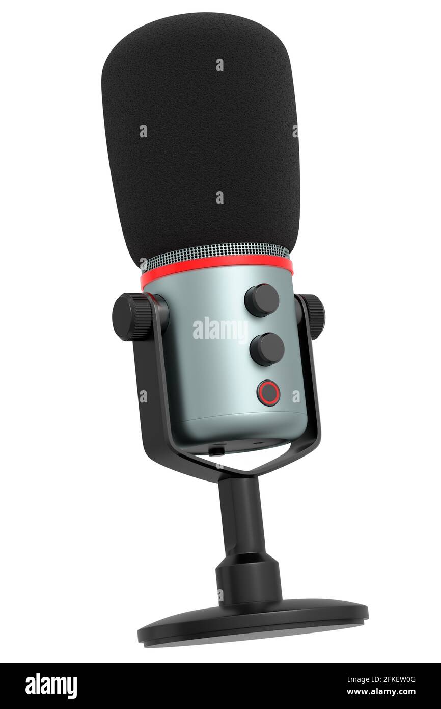 3D rendering of studio condenser microphone isolated on white ...