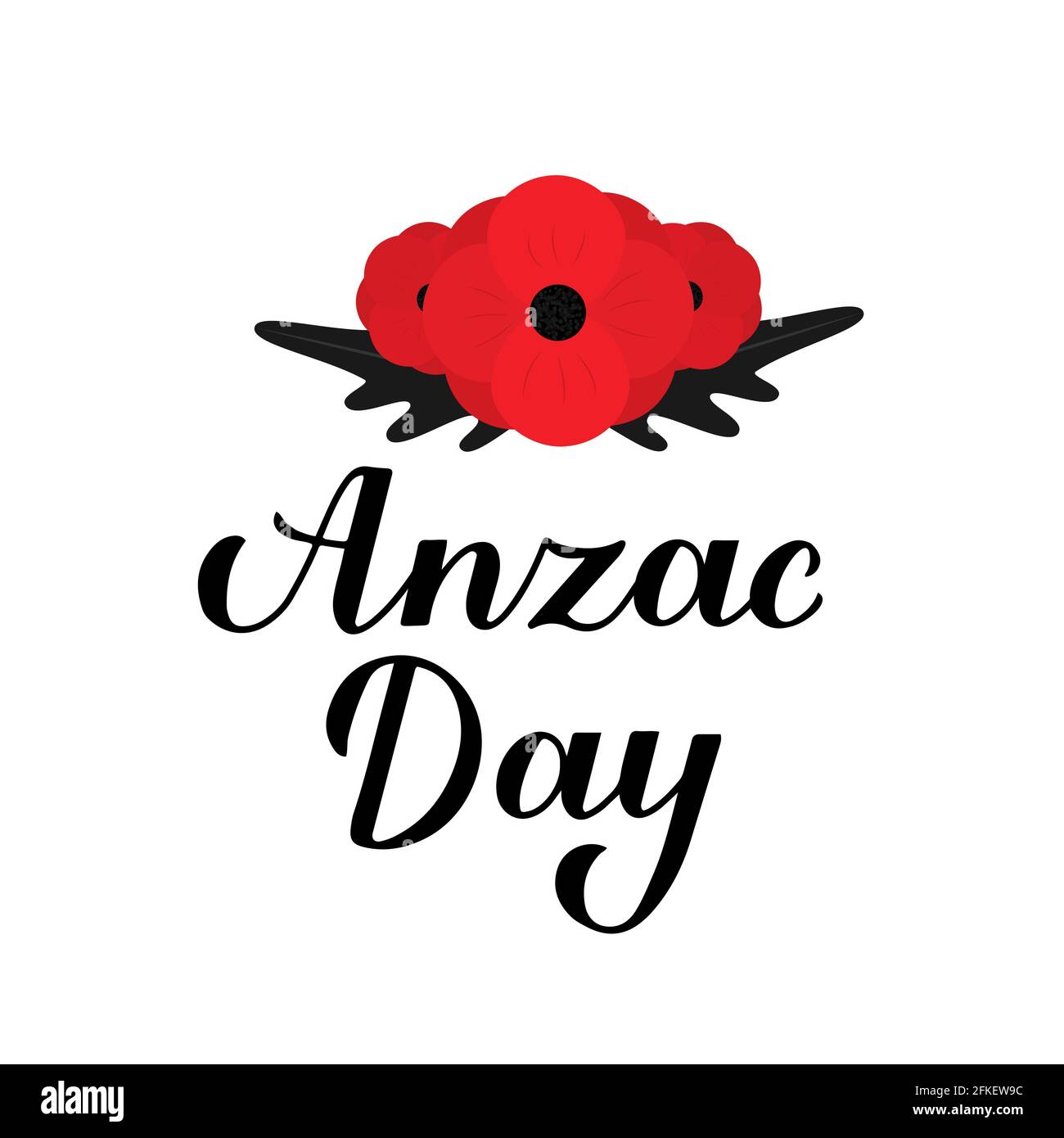 Anzac day calligraphy hand lettering isolated on white. Red poppy ...