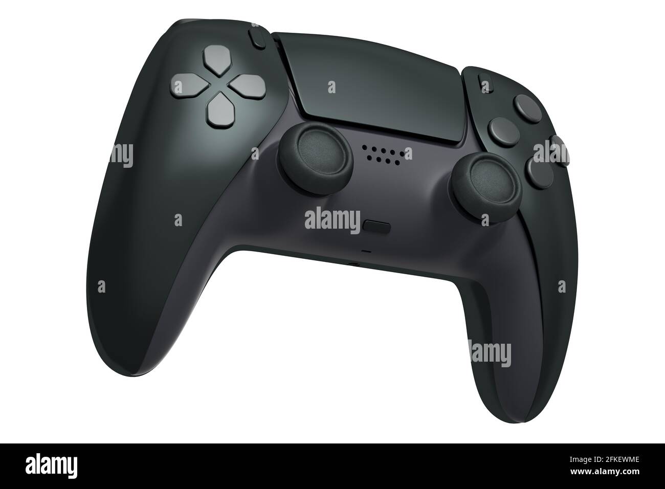 Realistic black video game controller on white background Stock Photo ...