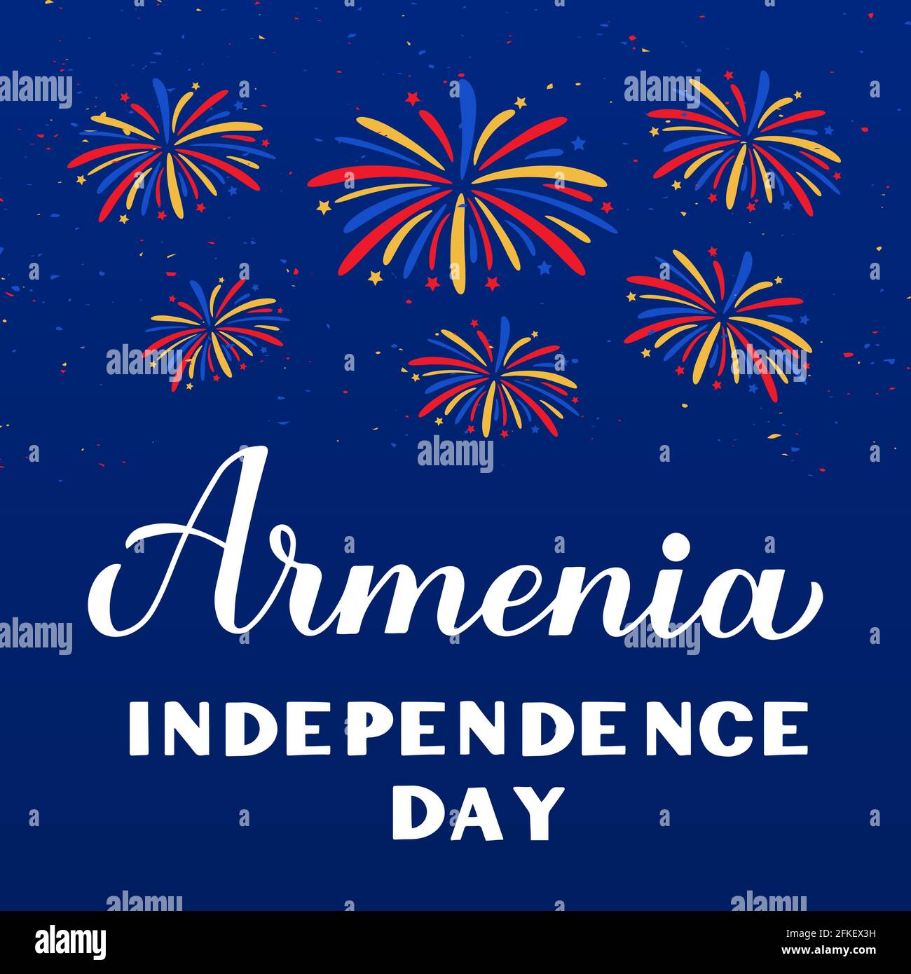 Armenia Independence Day calligraphy hand lettering with fireworks ...