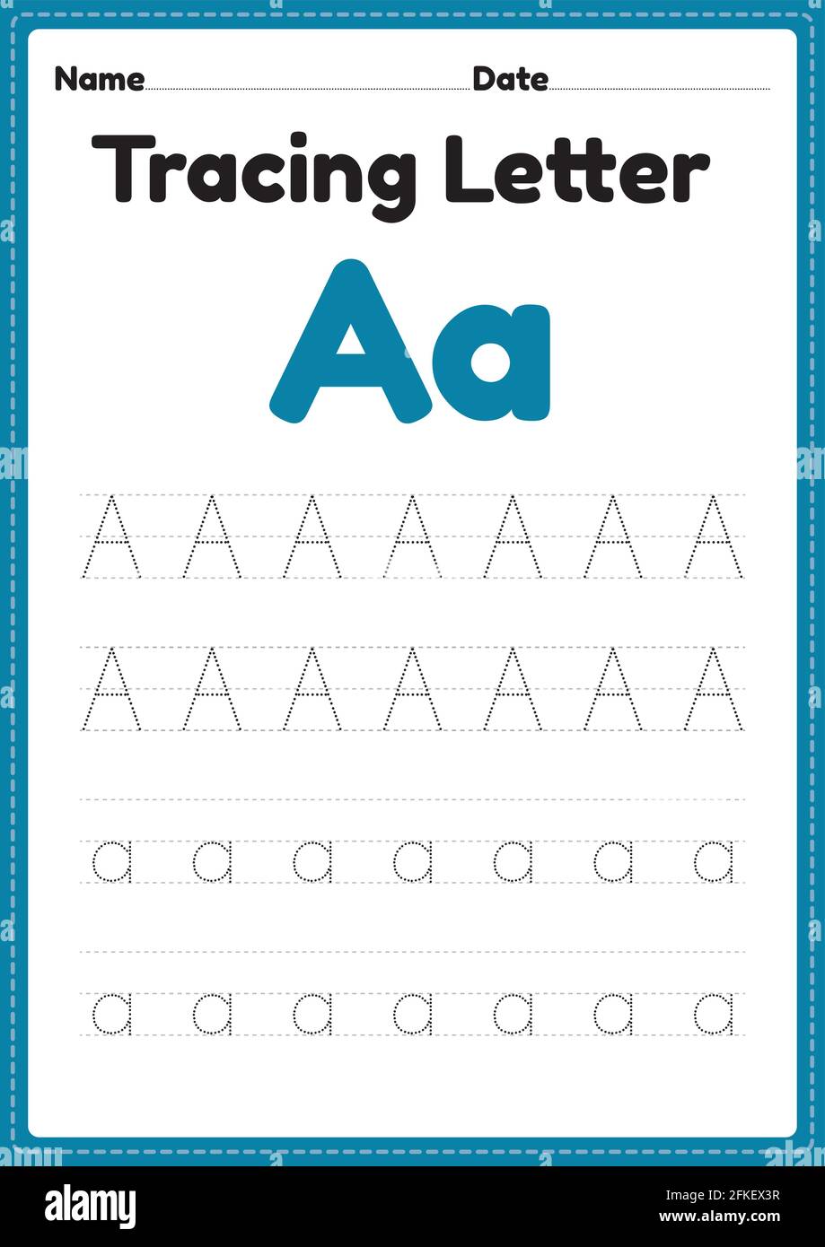 Tracing Letter A Alphabet Worksheet For Kindergarten And Preschool Kids 