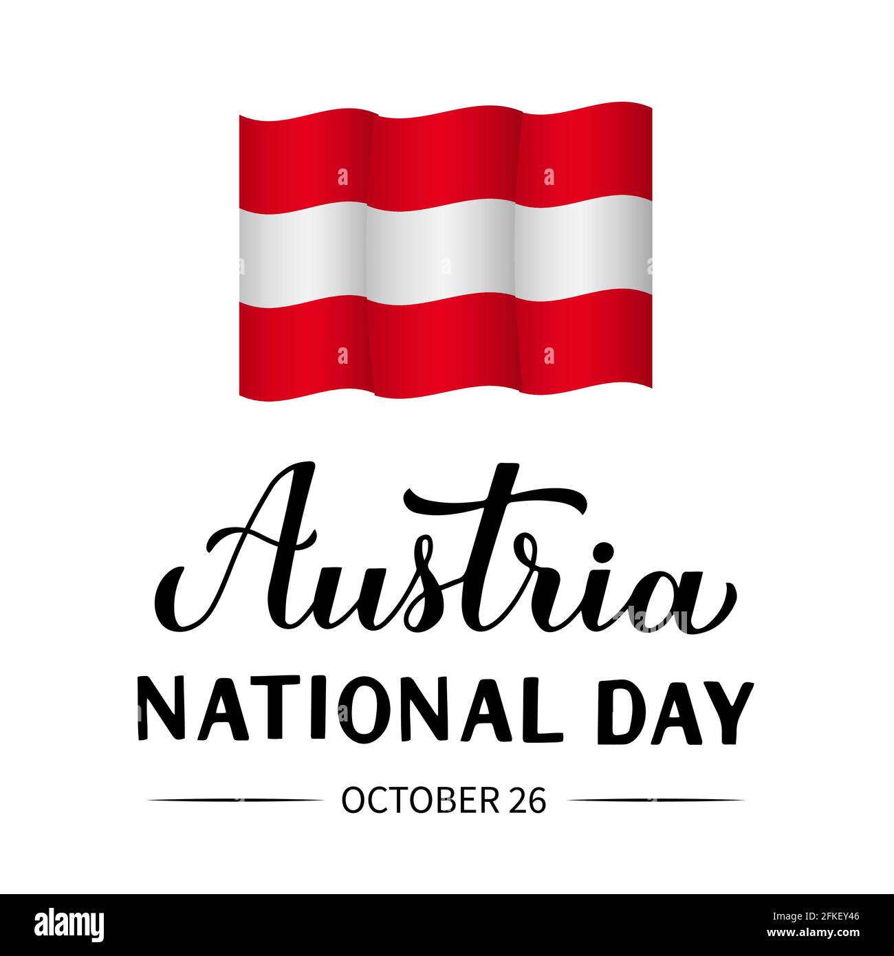 Austria National Day hand lettering with flag. Austrian holiday ...