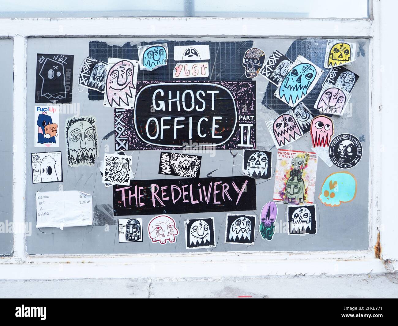 Sheerness, Kent, UK. 1st May, 2021. Amusing stickers with the pun ...