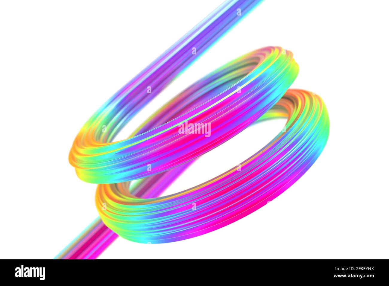 Abstract twisted band with rainbow colors in front of white background ...