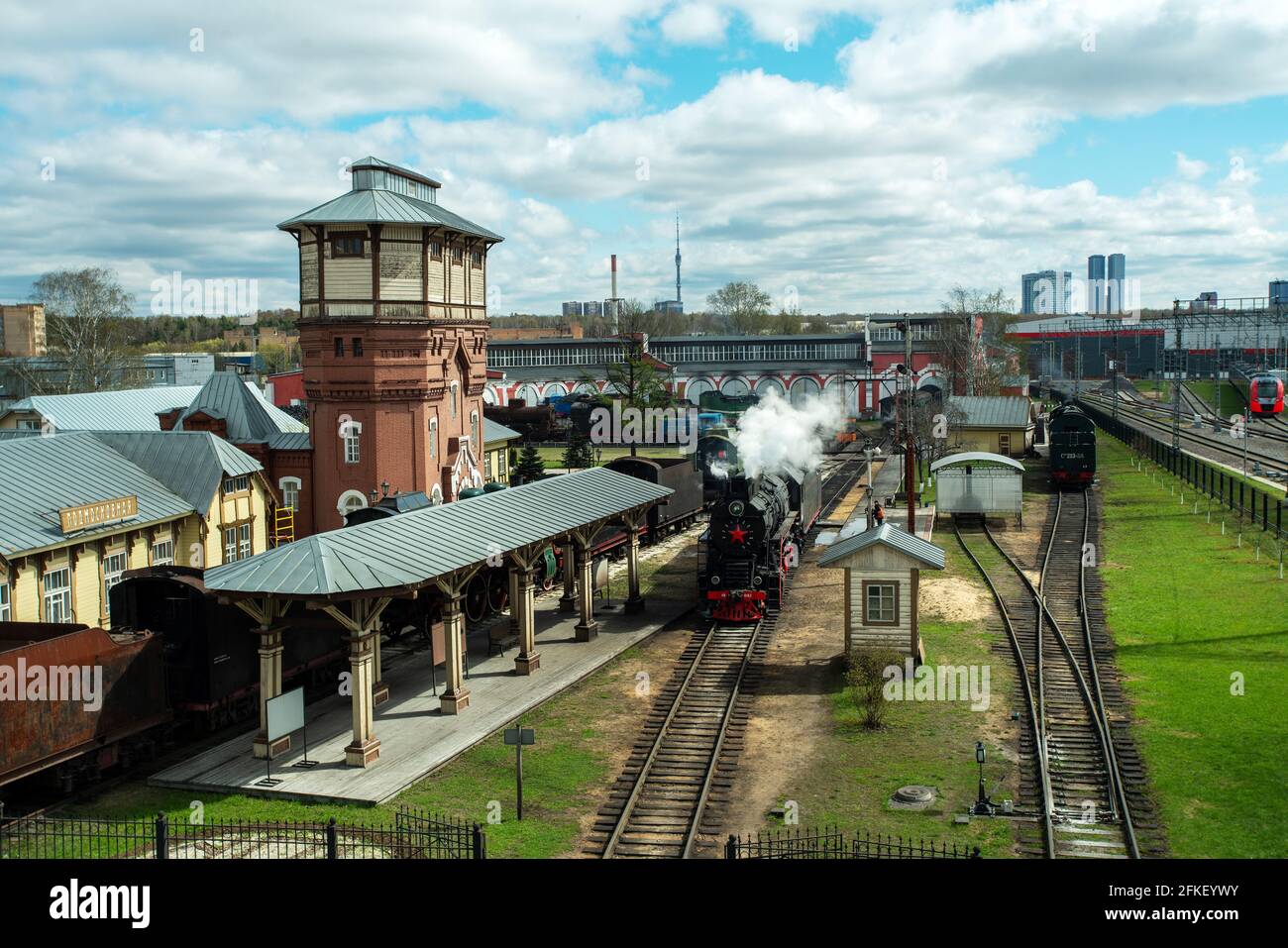 04-29-2021 MoscowRussia. Small railway museum on Krasnui Baltiets in ...