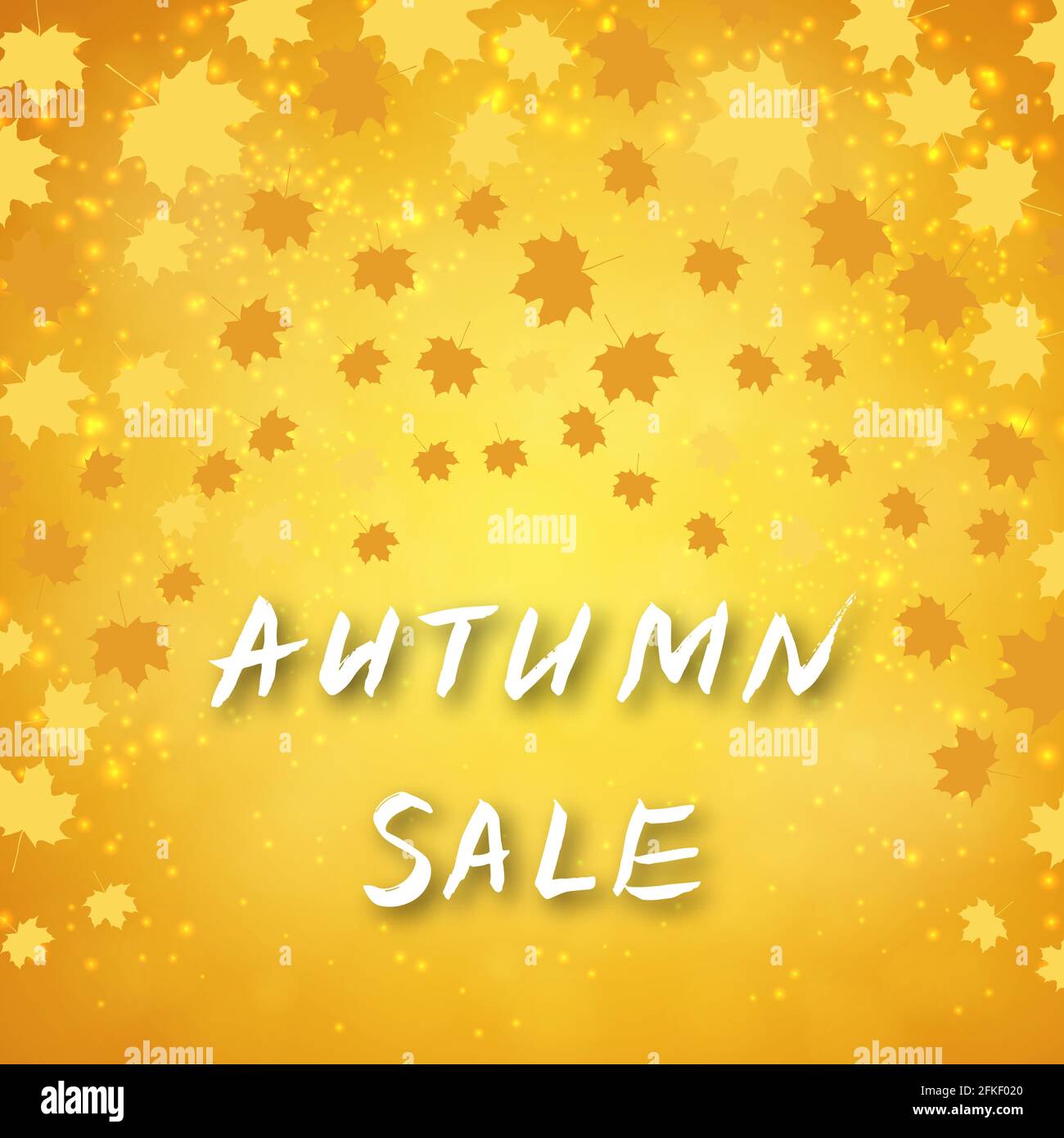 Autumn Sale written on bright yellow background with colorful fall ...