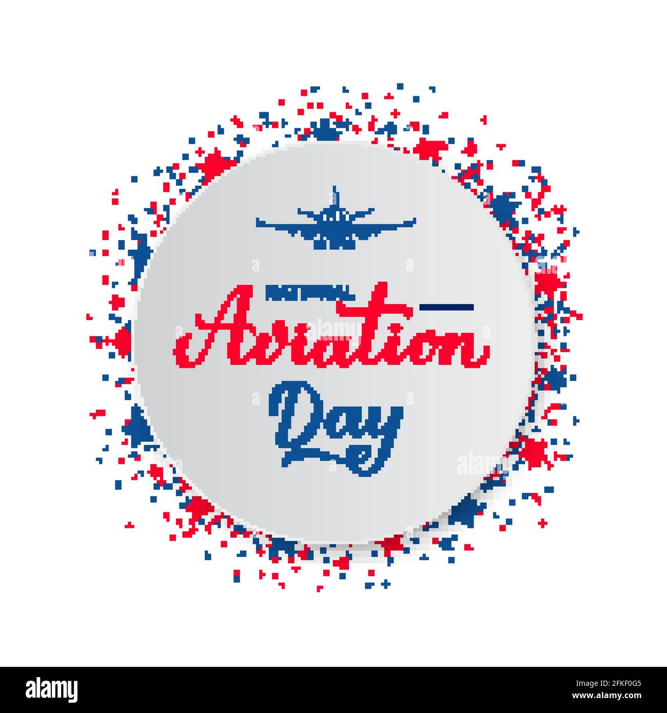 National Aviation Day calligraphy hand lettering and plane on white ...