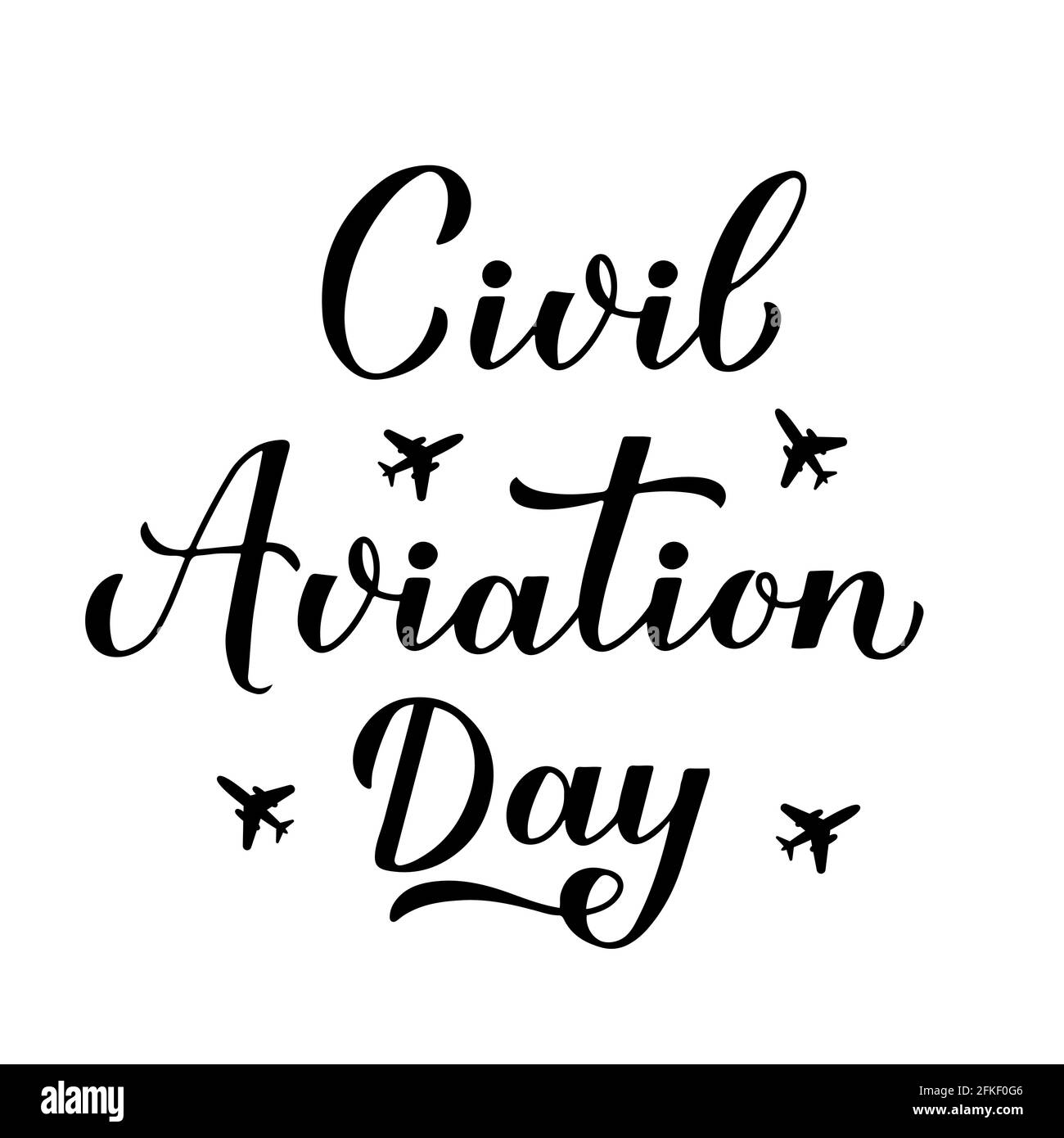 Civil Aviation Day calligraphy hand lettering isolated on white ...