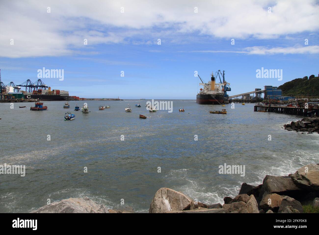 ships in the port San Antonio, Chile Stock Photo - Alamy