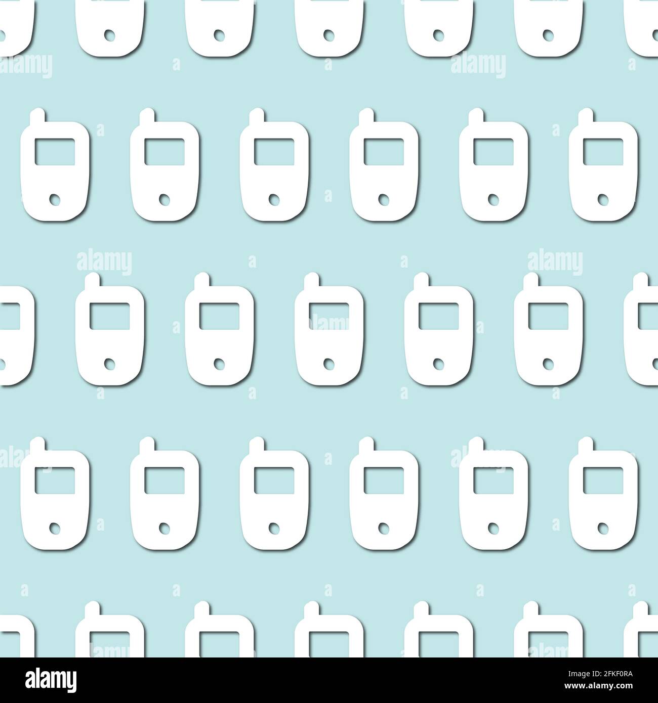 White cellphone icon on pale blue background, seamless pattern. Paper ...