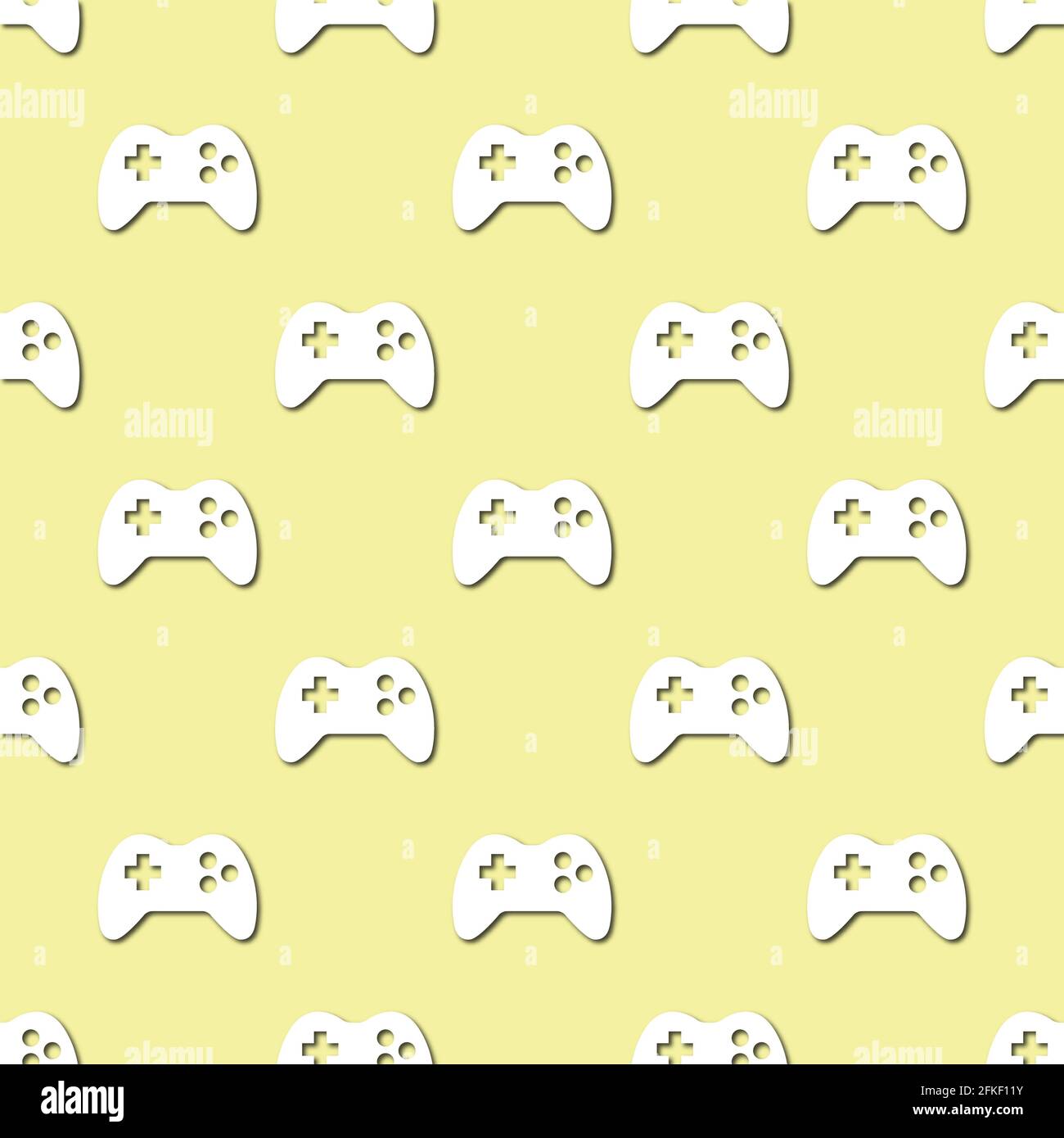 White game consoles icon on pale green background, seamless pattern ...