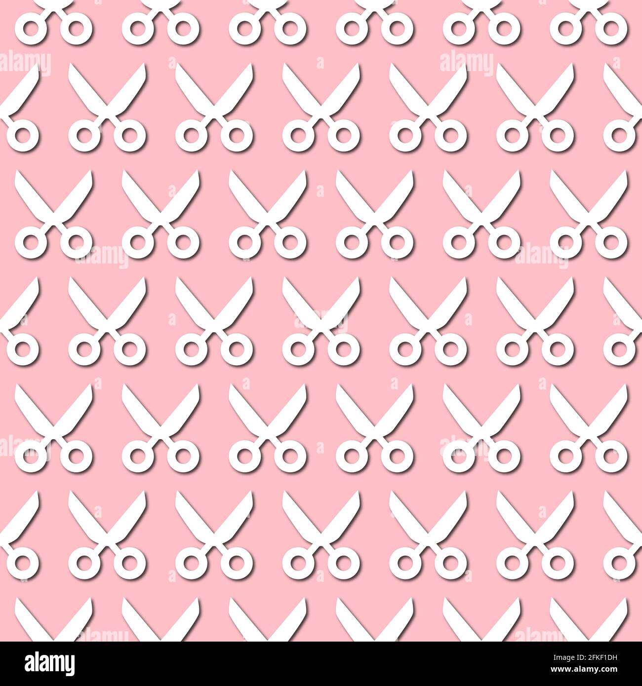 White scissors icon on pale pink background, seamless pattern. Paper ...