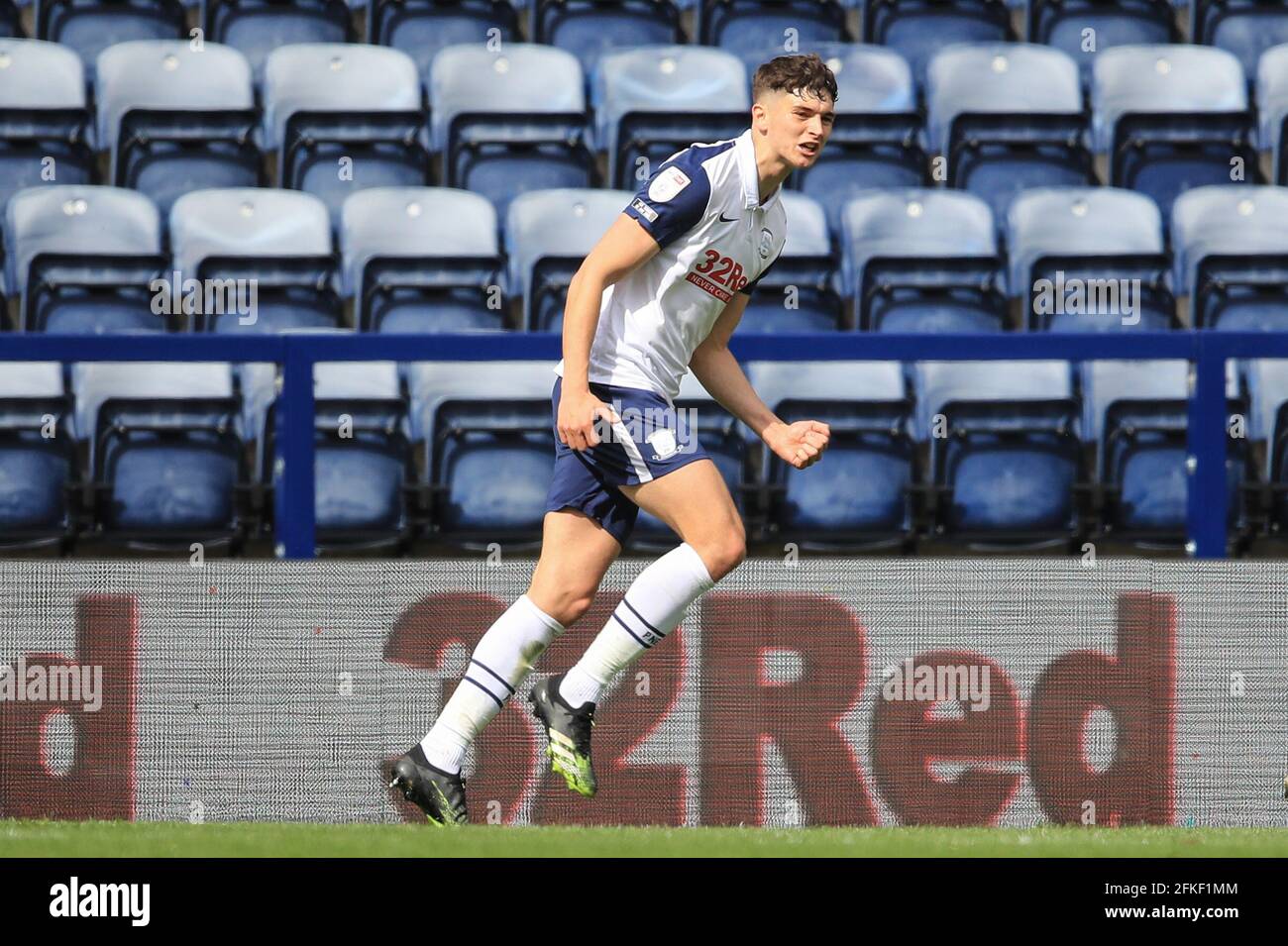 Jordan Storey #14 of Preston North End celebrates his goal to make it 1 ...