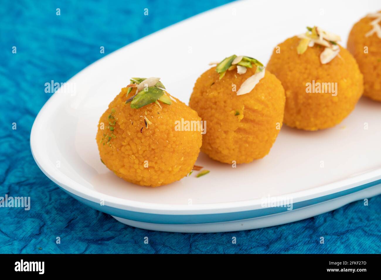 Low Angle View Of Special Banarasi Laddu Indian Mithai Made Of Bengal ...