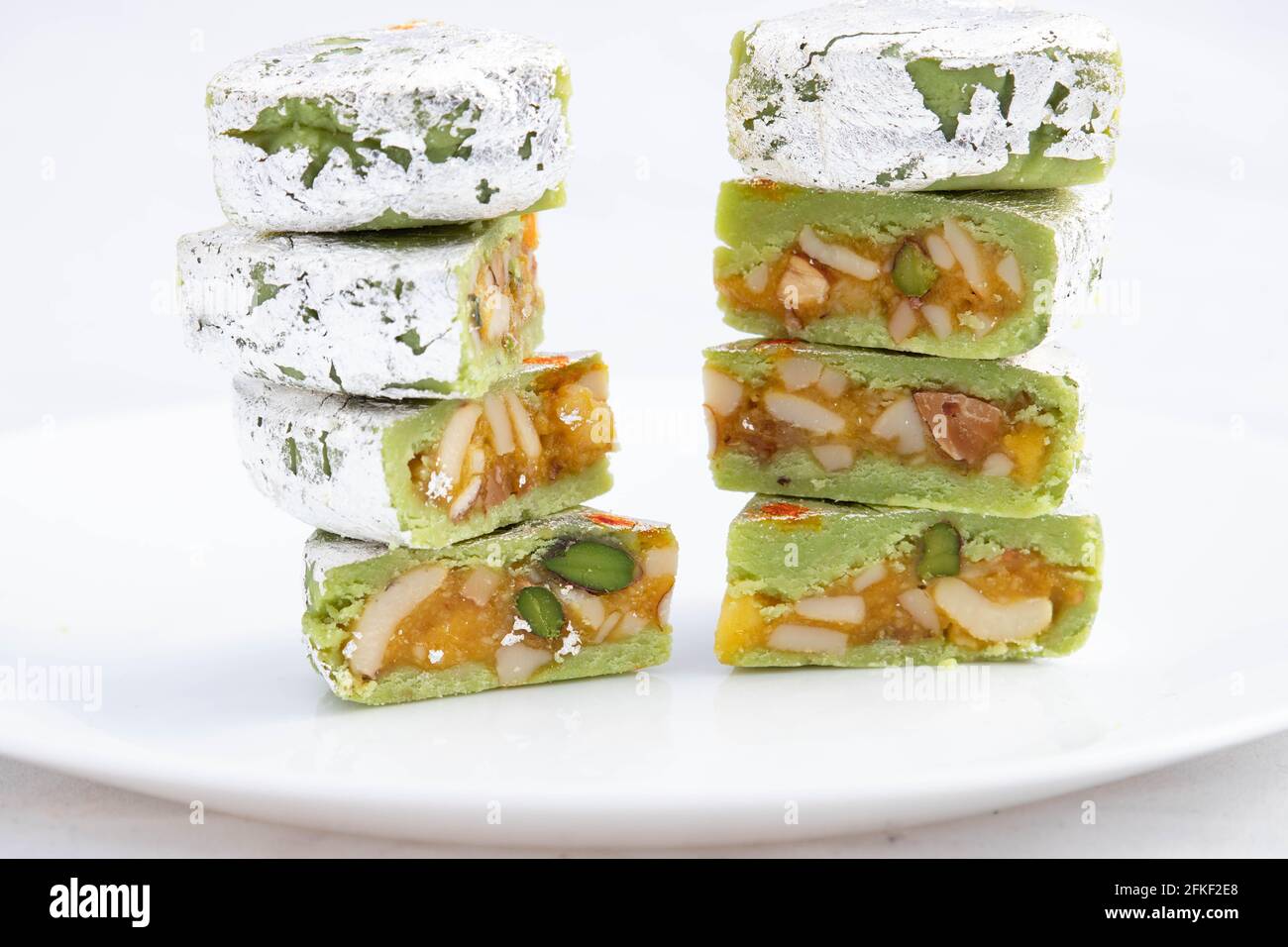 Stack Of Kaju Diamond Barfi Or Burfi Made Of Dry Fruits Like Badam ...
