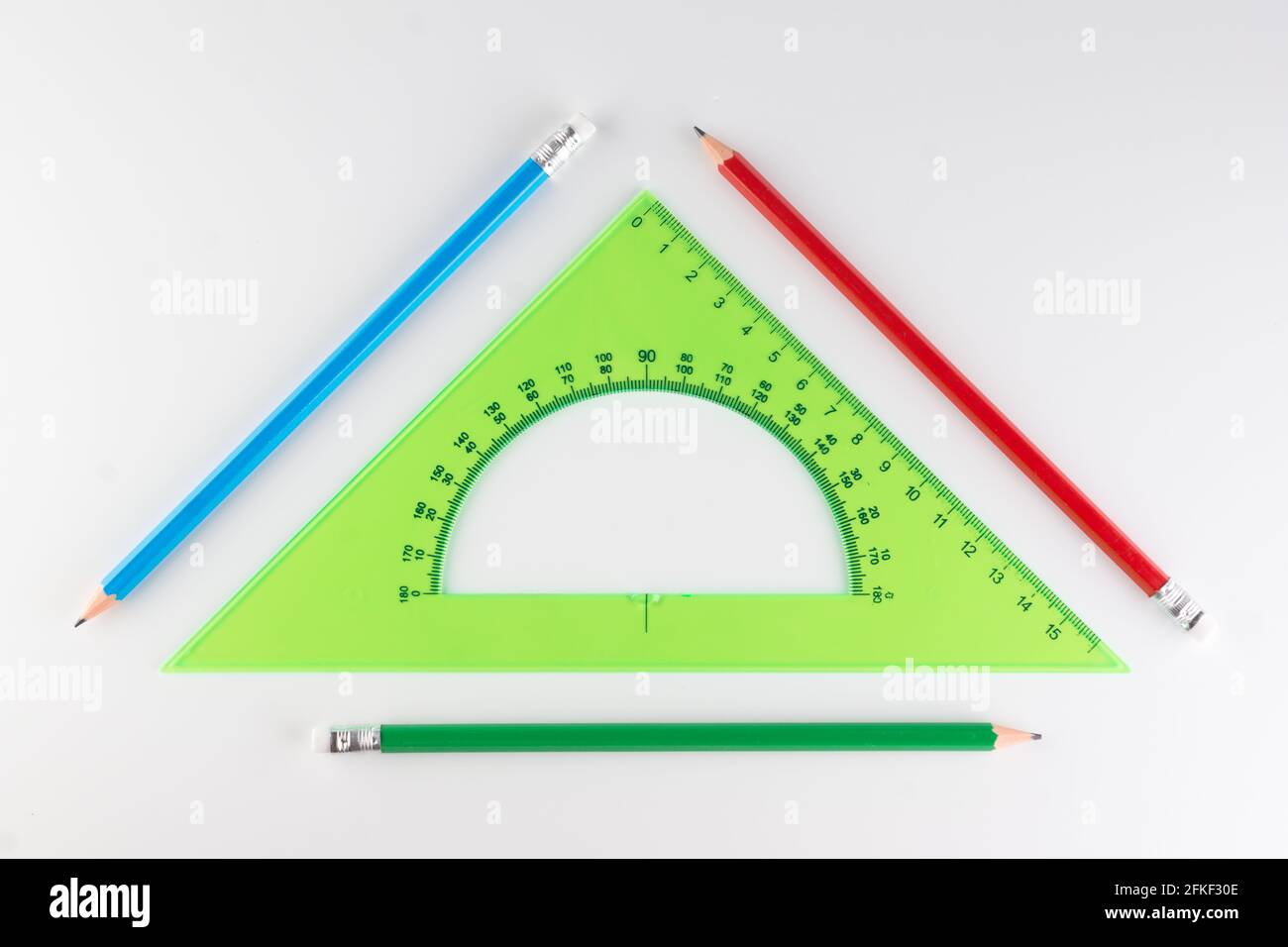 triangular ruler for studying at school isolated on a white background ...