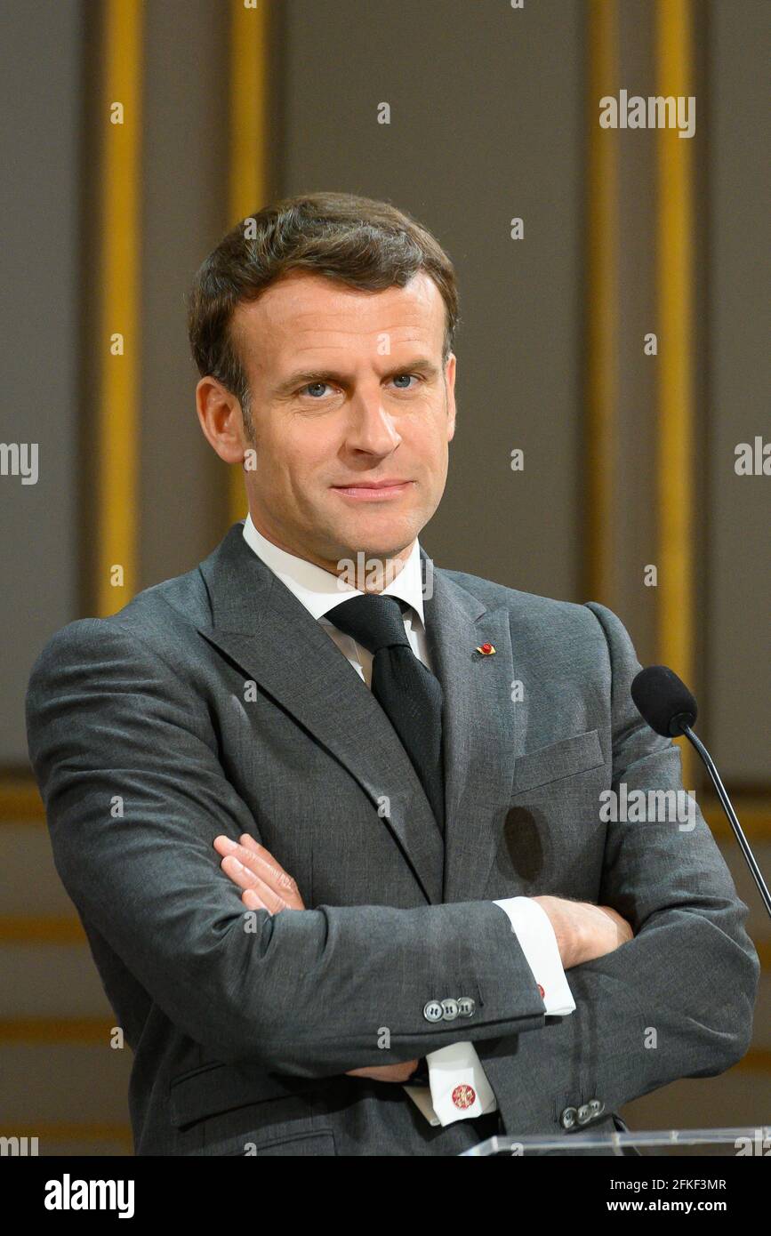 French President Emmanuel Macron during the traditional Lily of the ...