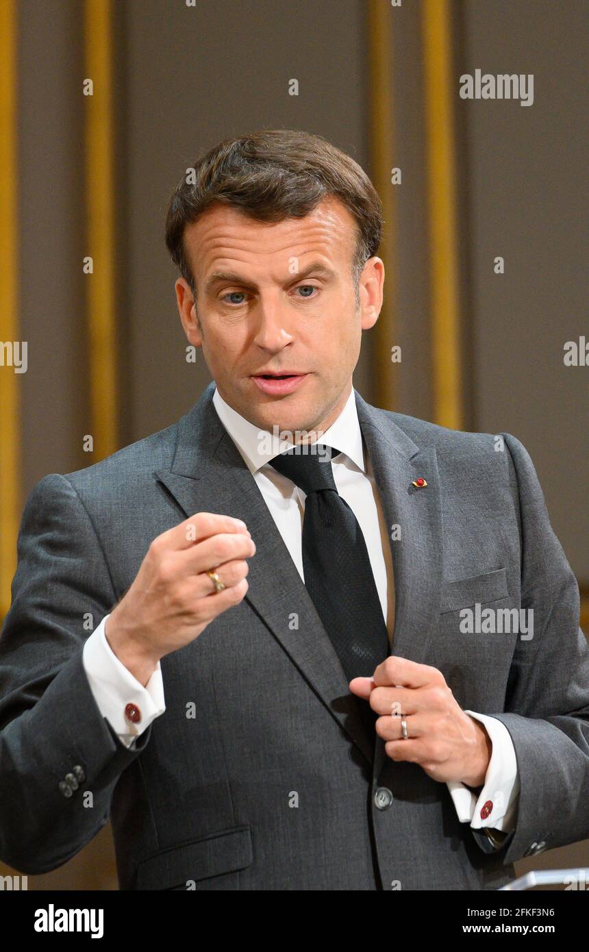 French President Emmanuel Macron during the traditional Lily of the ...