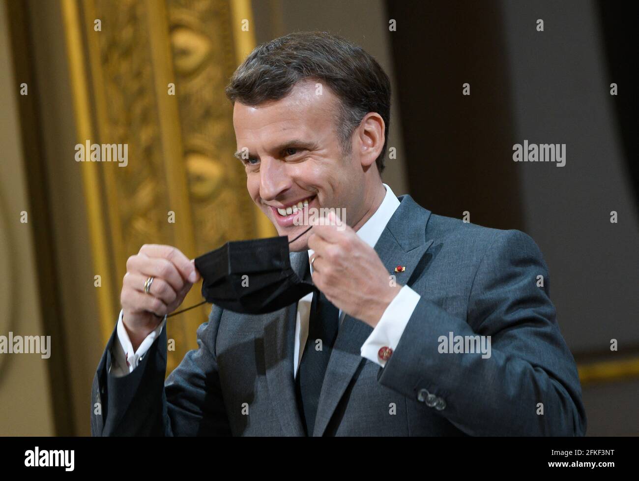 French President Emmanuel Macron during the traditional Lily of the ...