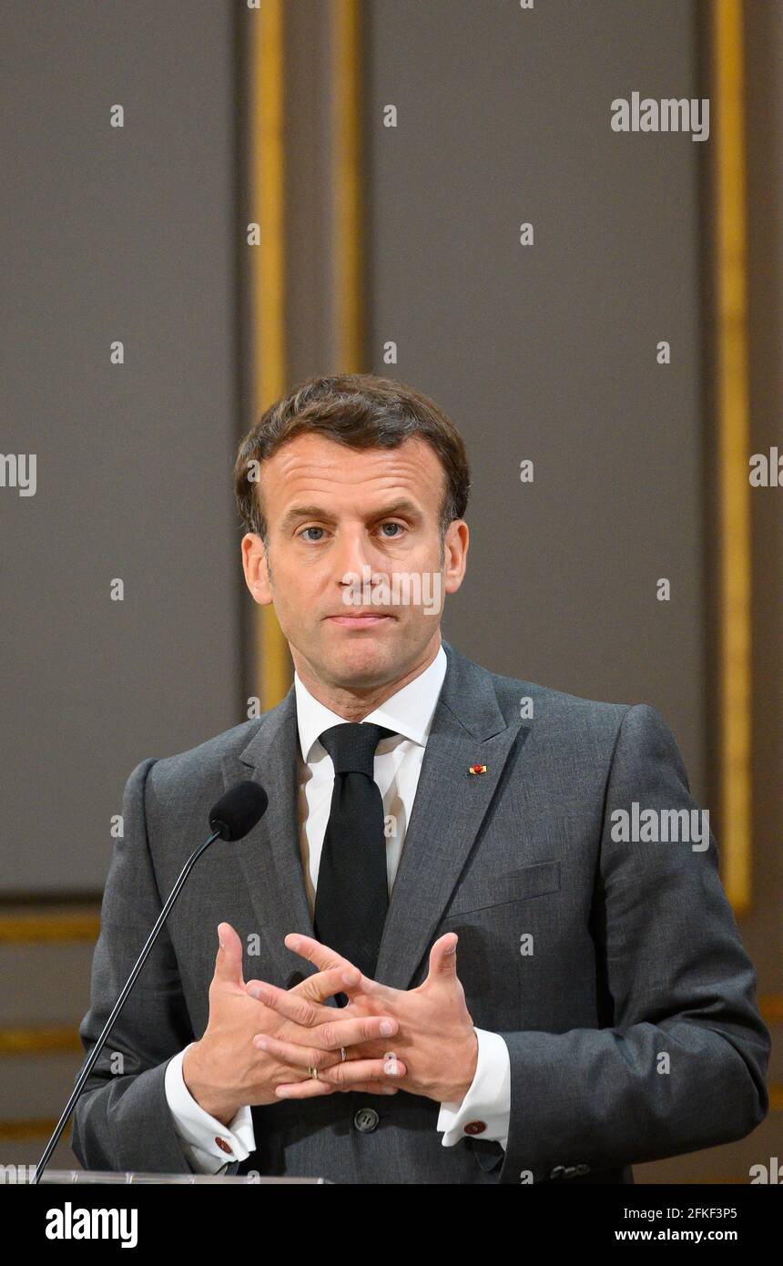 French President Emmanuel Macron during the traditional Lily of the ...