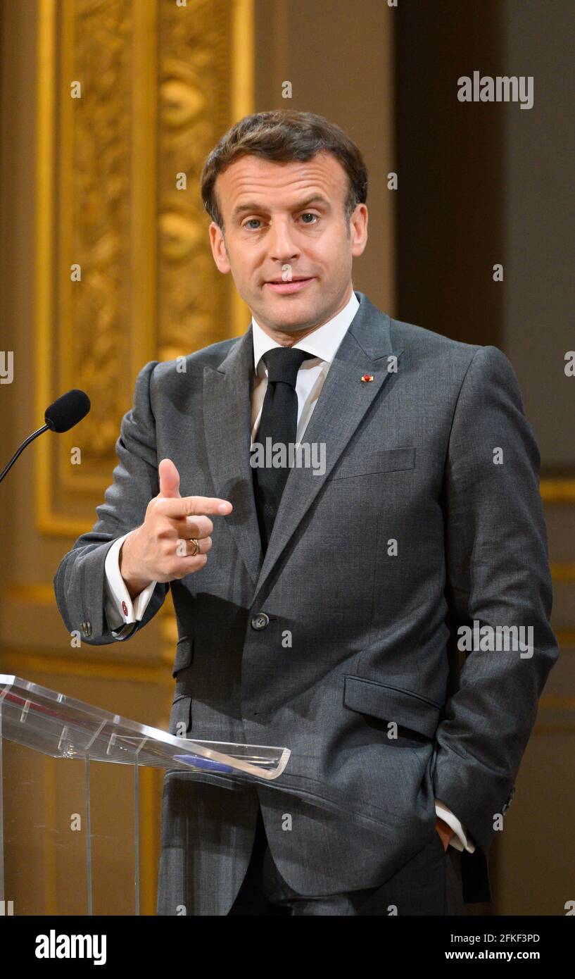 French President Emmanuel Macron during the traditional Lily of the ...