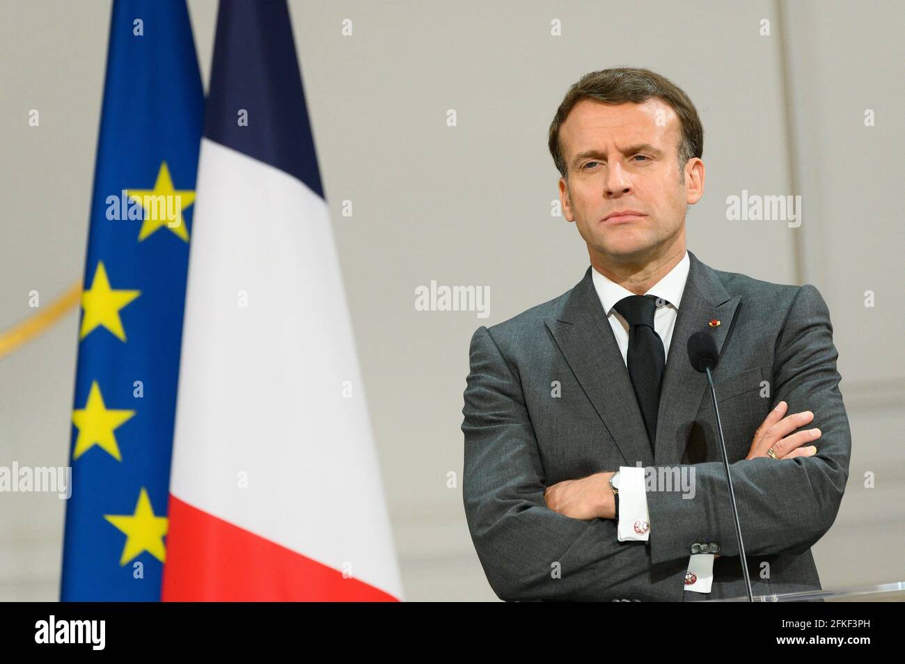 French President Emmanuel Macron during the traditional Lily of the ...