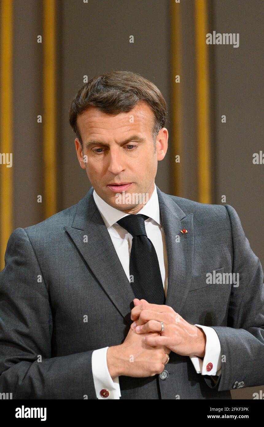 French President Emmanuel Macron during the traditional Lily of the ...