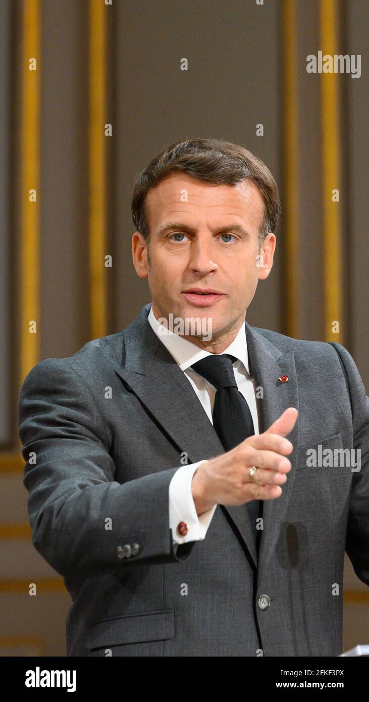 French President Emmanuel Macron during the traditional Lily of the ...
