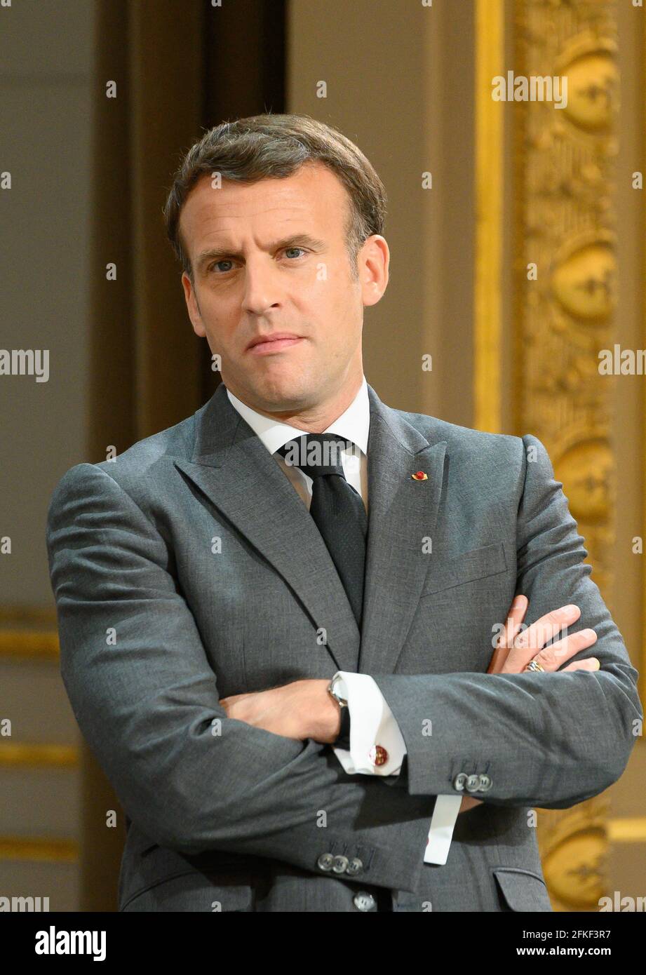 French President Emmanuel Macron during the traditional Lily of the ...