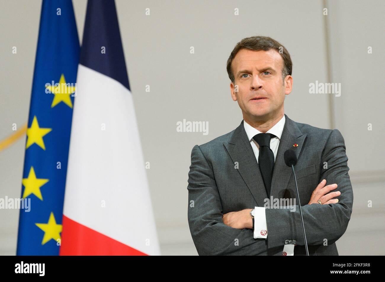 French President Emmanuel Macron during the traditional Lily of the ...