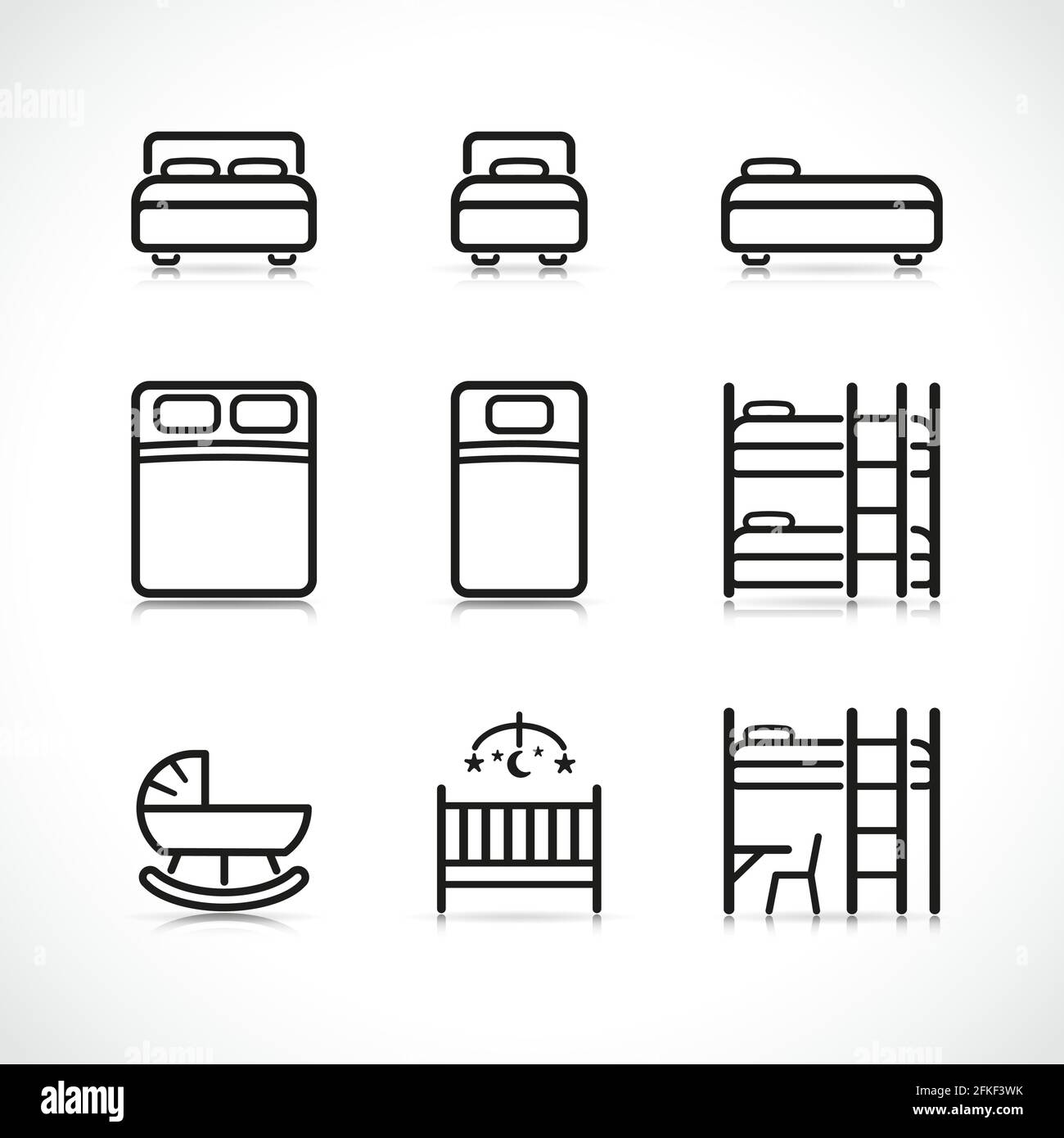 Vector illustration of bed icons design set Stock Vector Image & Art - Alamy