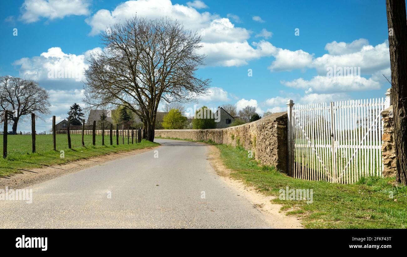 Country road, with a beautiful rural landscape Stock Photo - Alamy