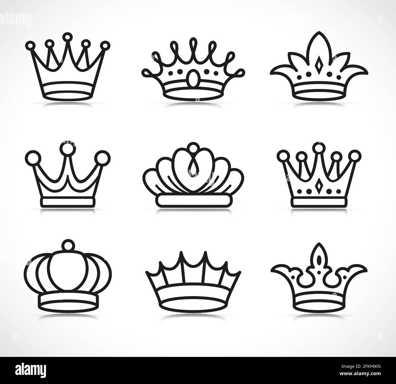 Vector illustration of isolated crown icons set Stock Vector Image ...