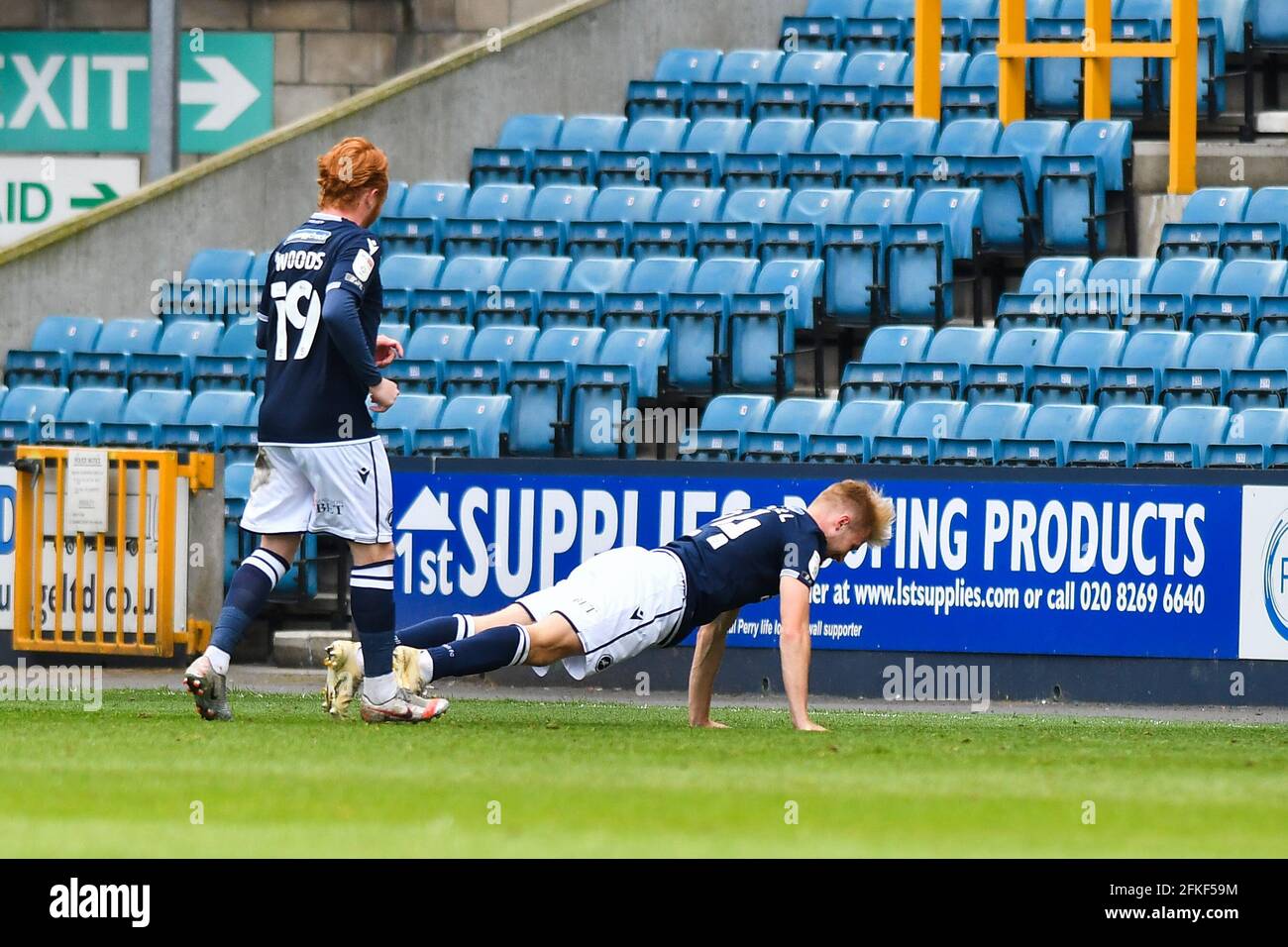 LONDON, UK. MAY 1ST Billy Mitchell of Millwall celebrates after scoring ...