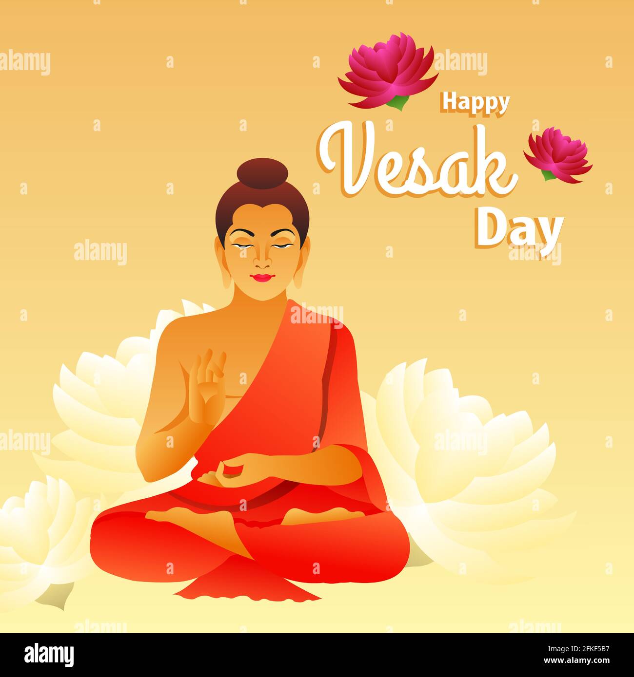 Happy Buddha Purnima greeting with typography. Peaceful illustration ...