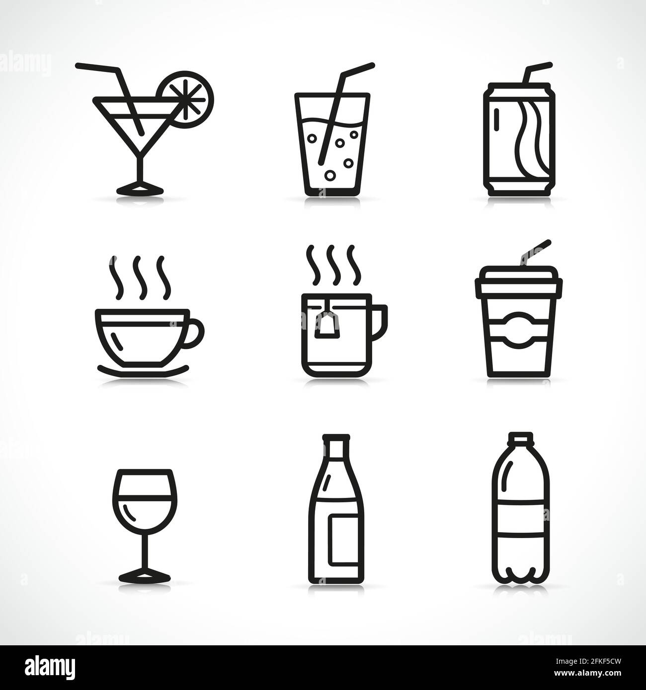 Vector illustration of drink glass icons set Stock Vector Image & Art ...