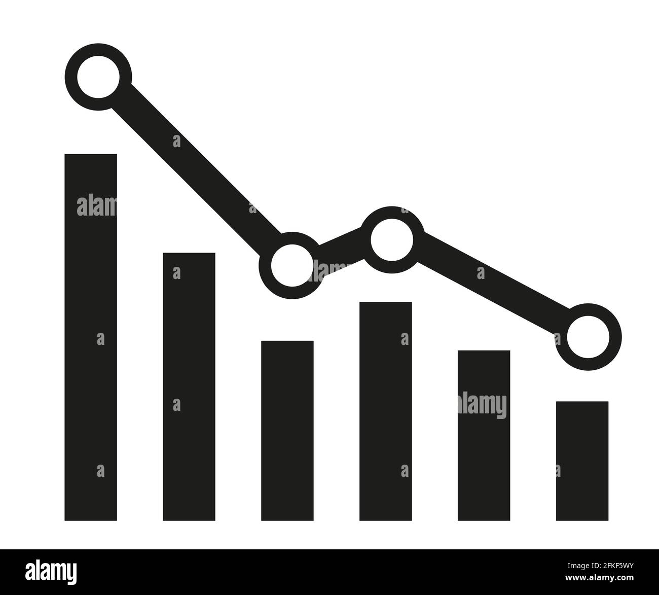 Graph with decrease report. Diagram with recession and bankruptcy progress. Business and finance ...