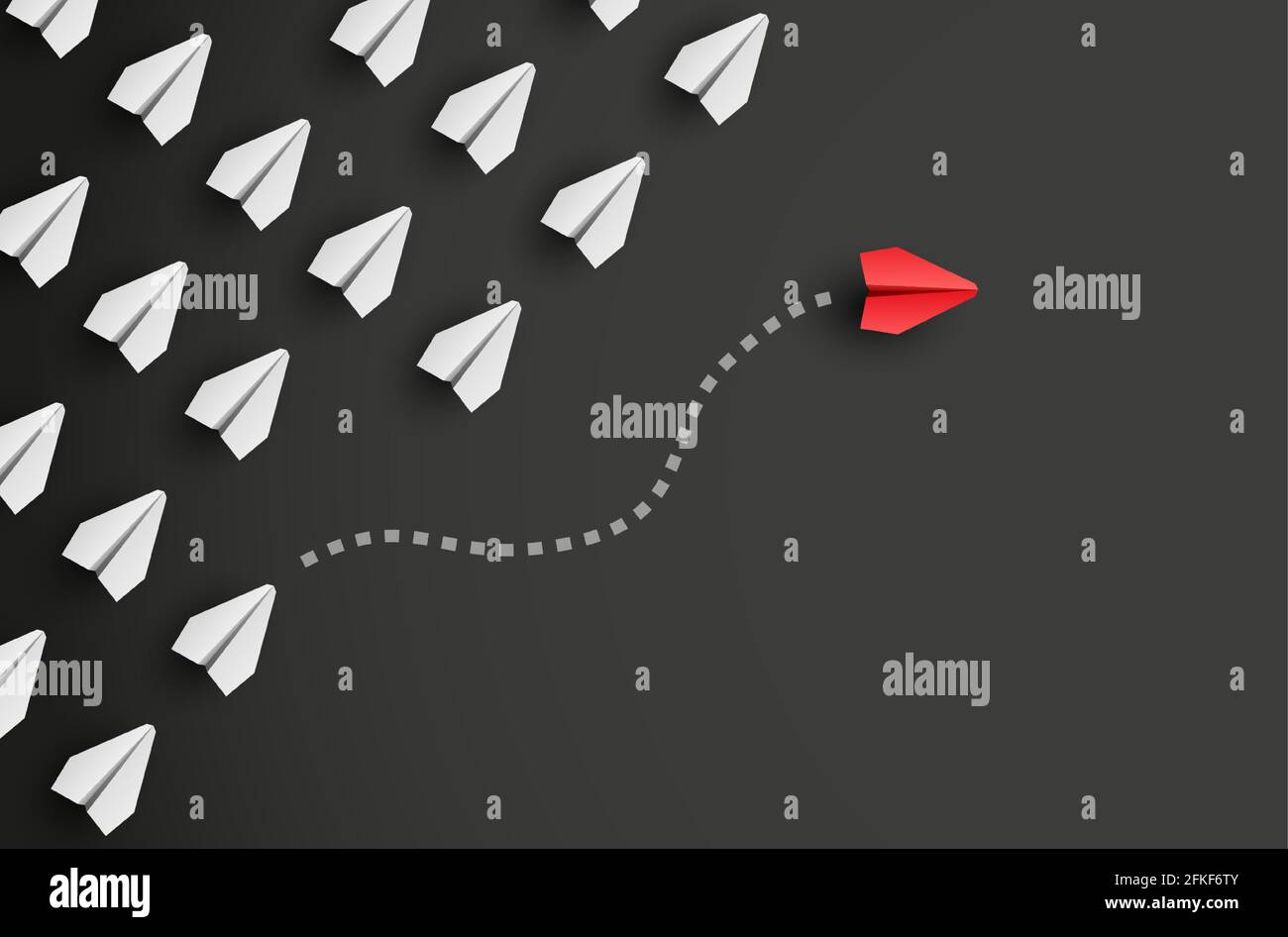 Individuality concept. Individual and unique leader red paper plane ...